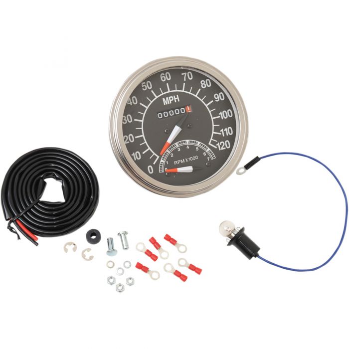 Drag Specialties 5in. Dash Mount Speedometer 1:1 - 68-84 Face with ...