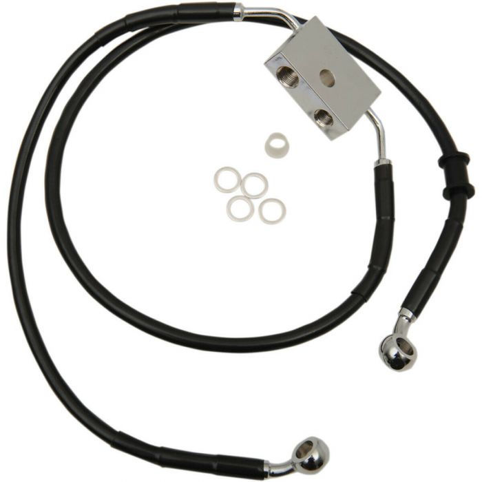 Drag Specialties Stainless Steel Front Brake Line Kit +10" - Black - 15 ...