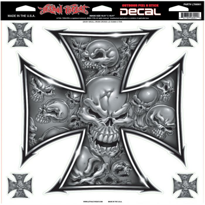 Lethal Threat Gray Flame Skull Decals (Pack of 5) | FortNine Canada