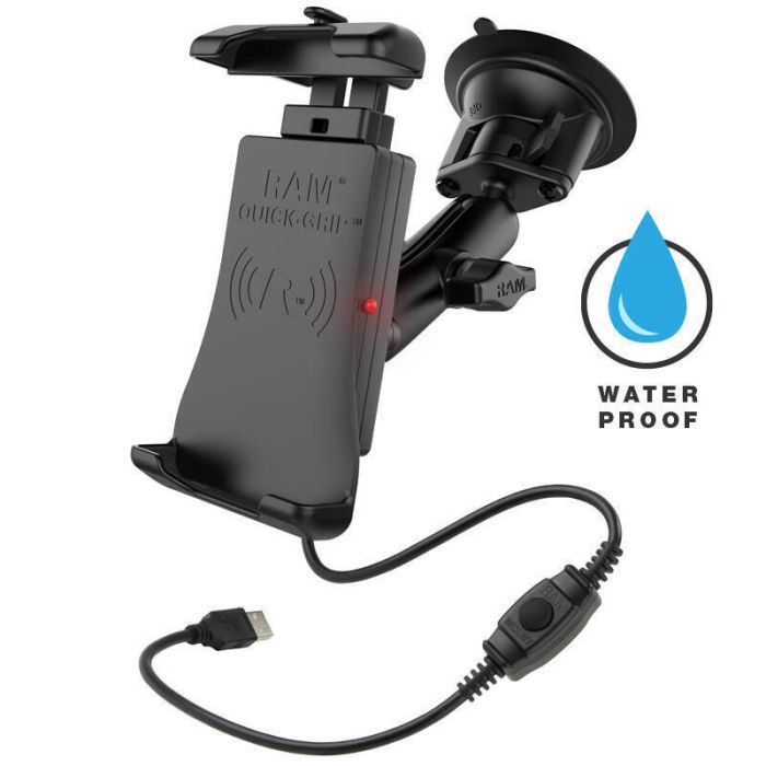 RAM Mounts Quick-Grip Waterproof Wireless Charging Suction Cup Mount ...