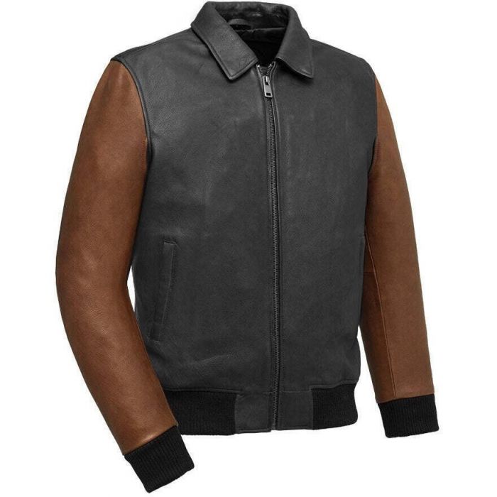 First Manufacturing Moto Bomber Two Tone Leather Jacket | FortNine