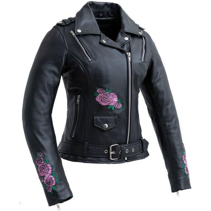First Manufacturing Womens Bloom Motorcycle Leather Jacket | FortNine