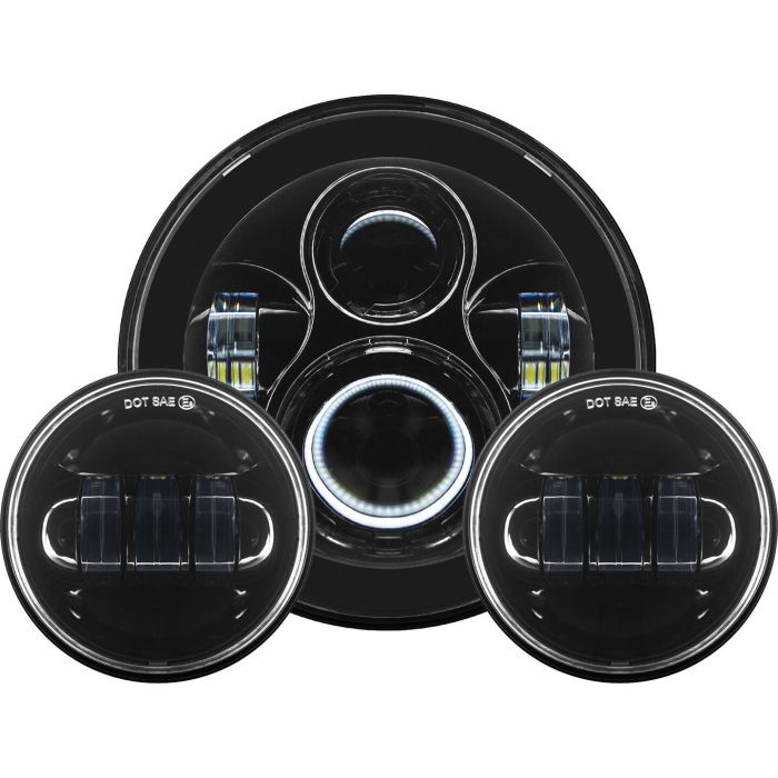 HogWorkz 7" LED Headlight with Auxiliary Lights Blackout - Daymaker ...